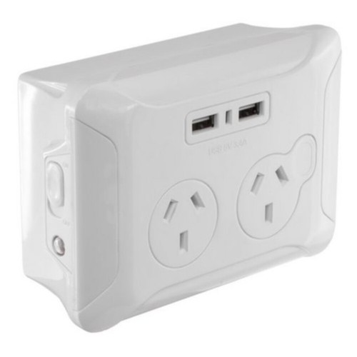 2x AC GPO / 2x USB Clip over wall plate Adaptors Embedded with Surge ...