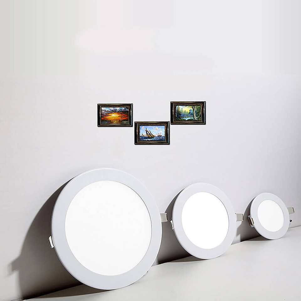 18W 15W 12W 9W 6W 3W LED Round Recessed Ceiling Flat Panel Down Light ...