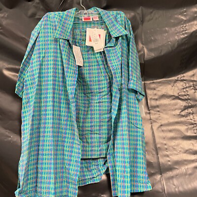 CST Sport blue green shirt shorts matching set New NWT blue green plaid ...