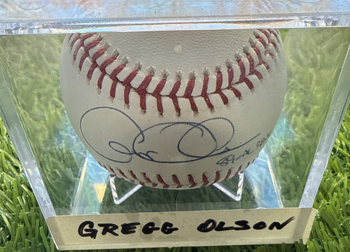 Gregg Olson MLB Signed Baseball. Pitcher, 1989 Rookie Of The Year COA ...