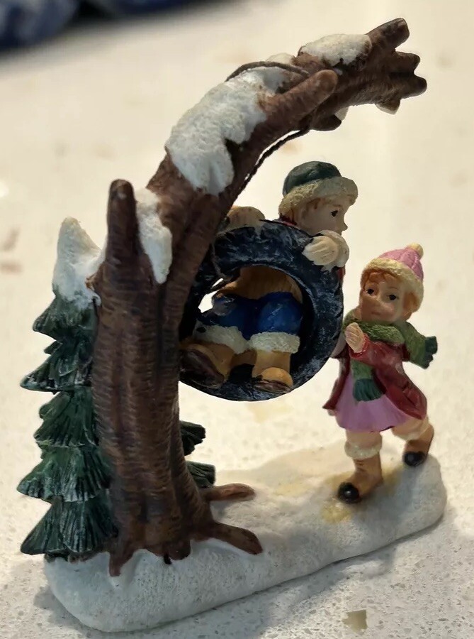 Santa’s Workbench O’Well Christmas Village Children Swinging On Tree ...