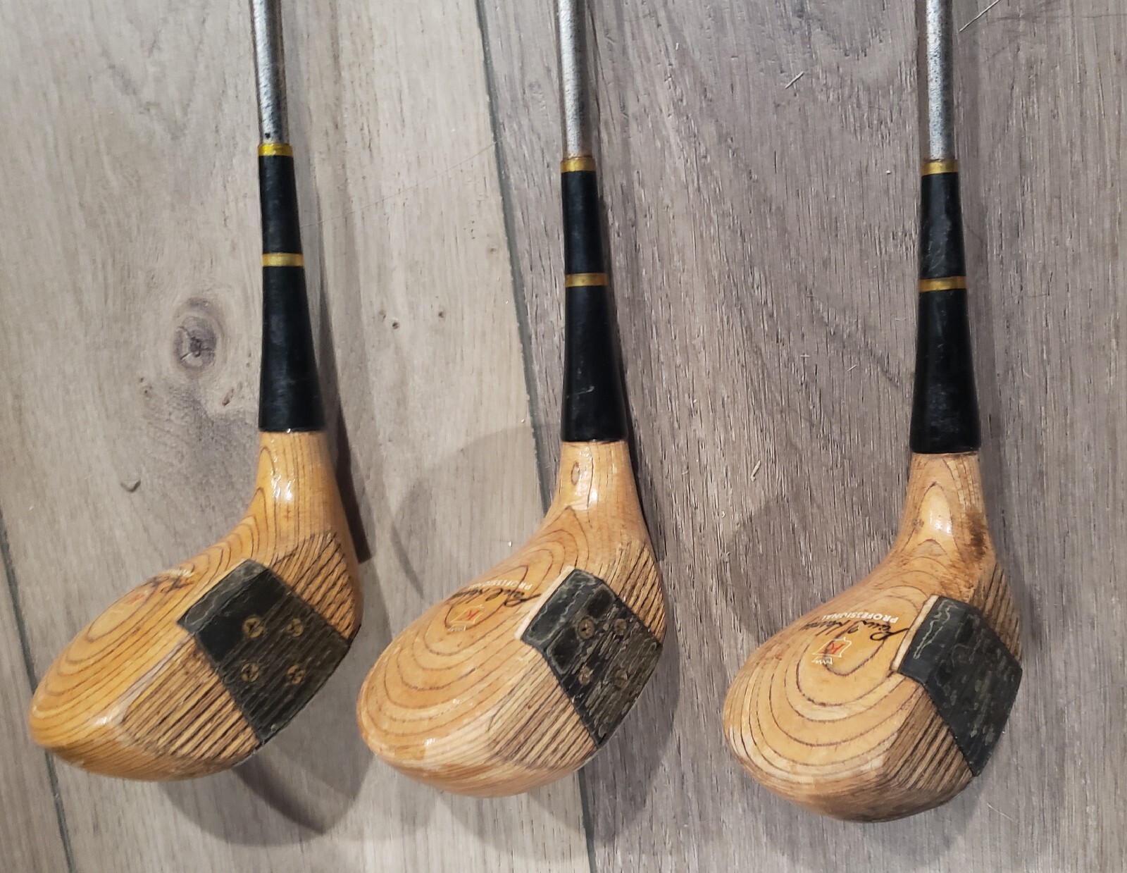 Vintage wood Kroydon Paul Harvey Professional golf club set 1-2-3 (lot ...