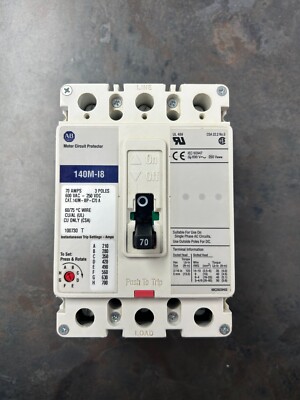 NEW ALLEN-BRADLEY MOTOR CIRCUIT PROTECTOR 140M-I8P-C70 BREAKER 70A | eBay