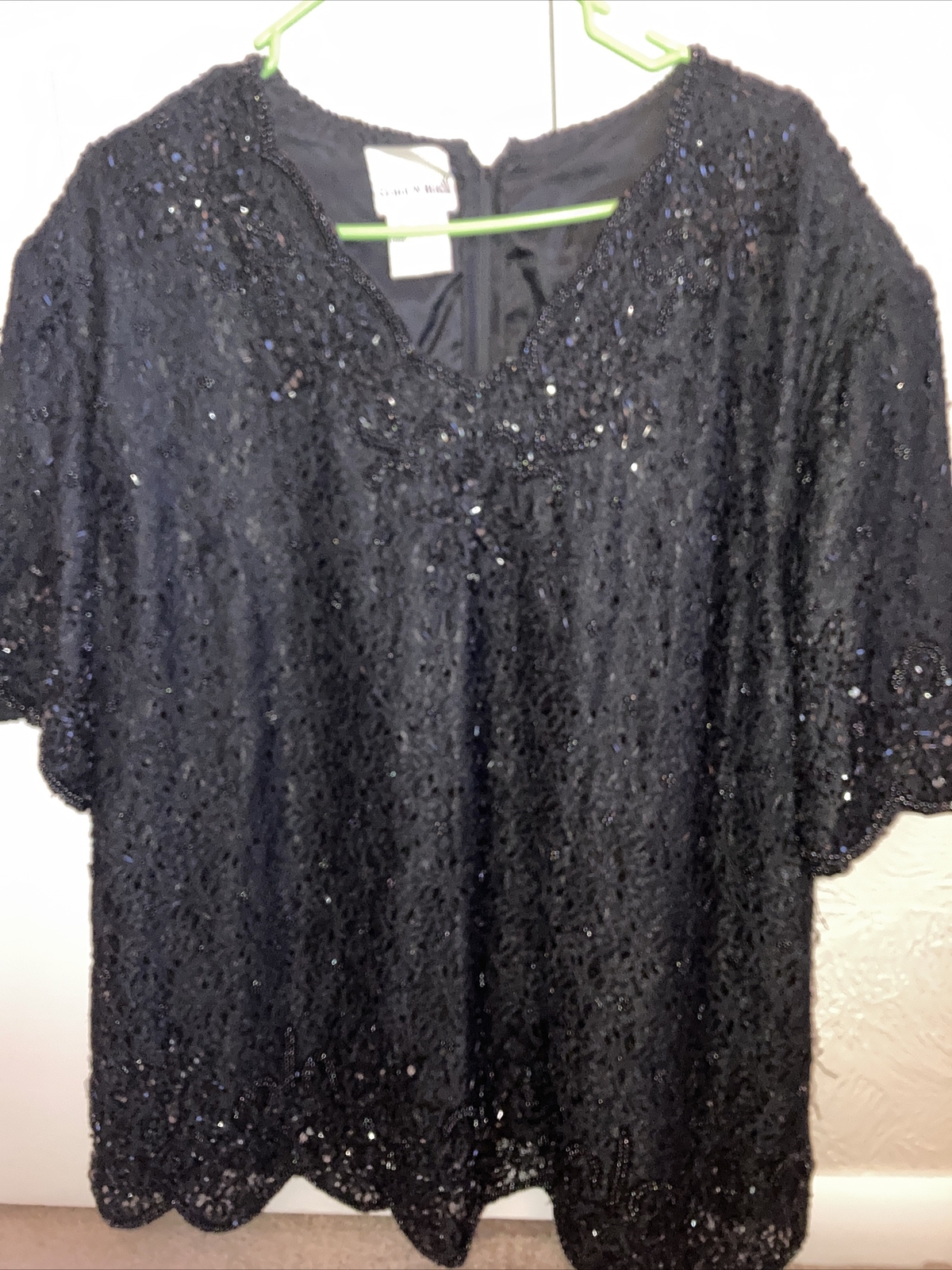 vintage ladies size 24 black beaded top | eBay