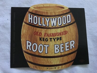 HOLLYWOOD Root Beer Vintage Soda Bottle Label, Carroll Beverage, Bay ...