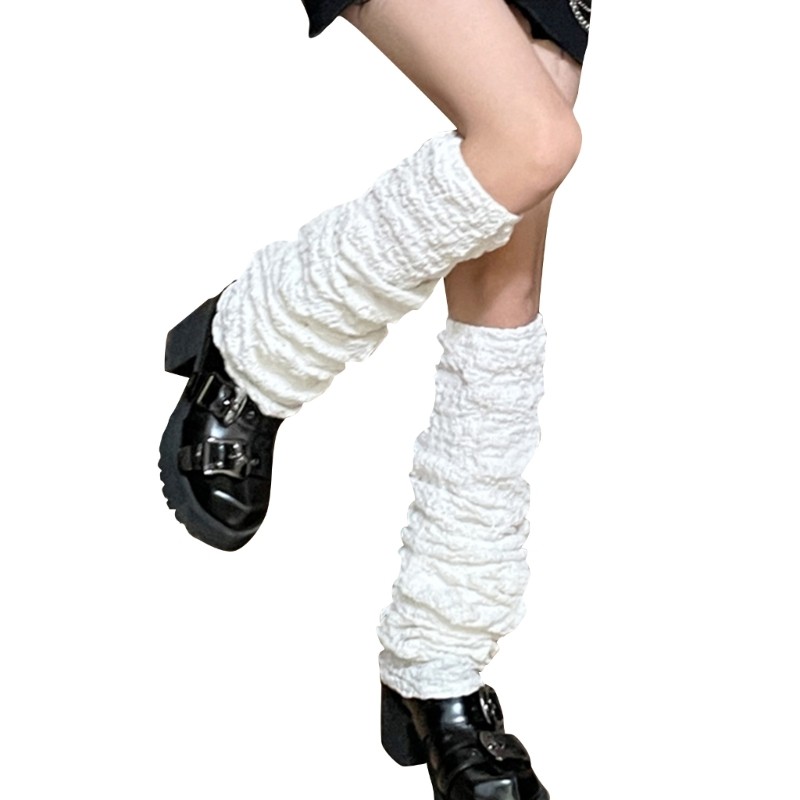 Elastic Calf Sock Y2k Ruffled Texture Knees High Sock Thigh High Loose ...