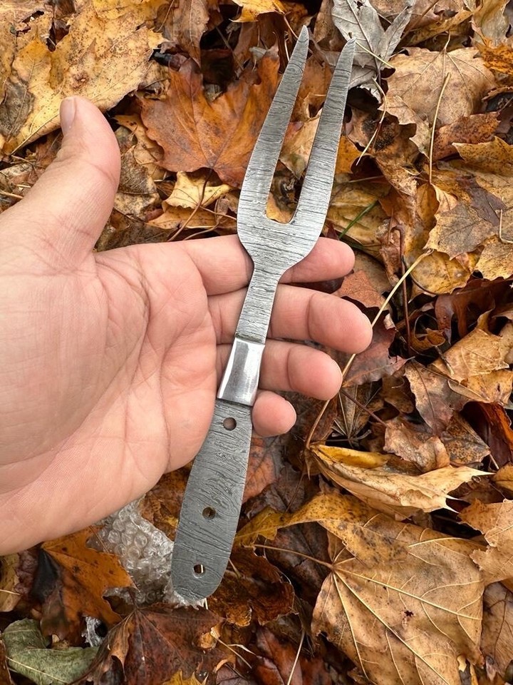Custom Made Damascus Steel Fork Collectible Blank Fork | eBay