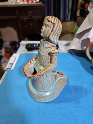 Chester Nicodemus Ferrostone Pottery KNEELING GIRL planter vase blue ...