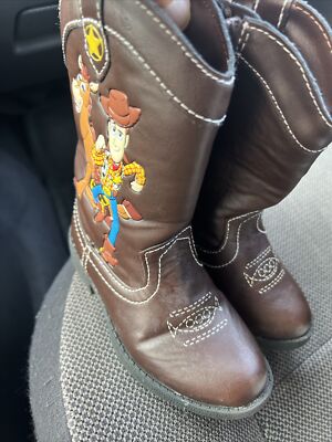 Disney Toy Story Boots Shoes Kids Size 7 Cowboy Woody Side Zip Faux ...