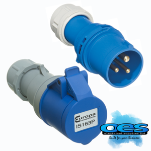 16 AMP 3 PIN 240V BLUE PLUG AND SOCKET IP44 CAMPING CARAVAN MOTORHOME ...