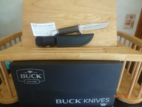 Buck 117 GRS Pro Brahma Green Micarta Fixed Blade Knife USA W/Leather ...