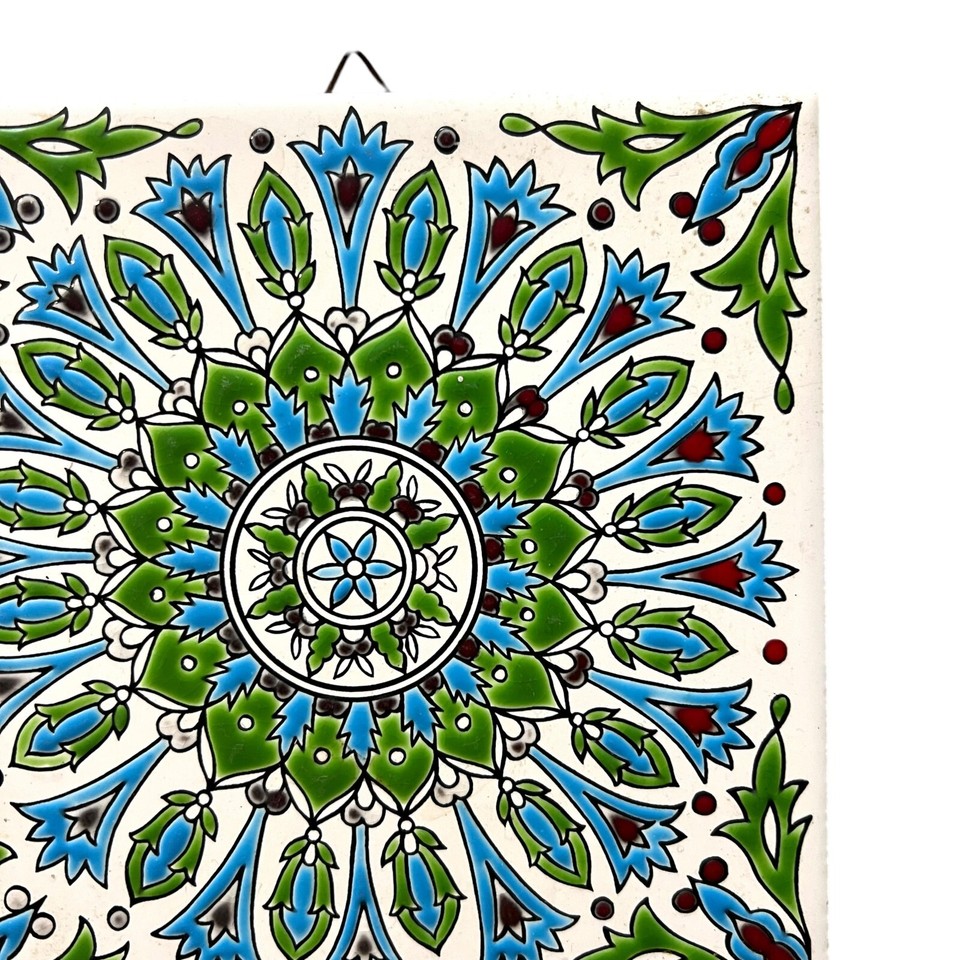 Handmade Greek Ceramic Tile Wall Art Niarchos Hellas Mandala Design 6 x 6 | eBay