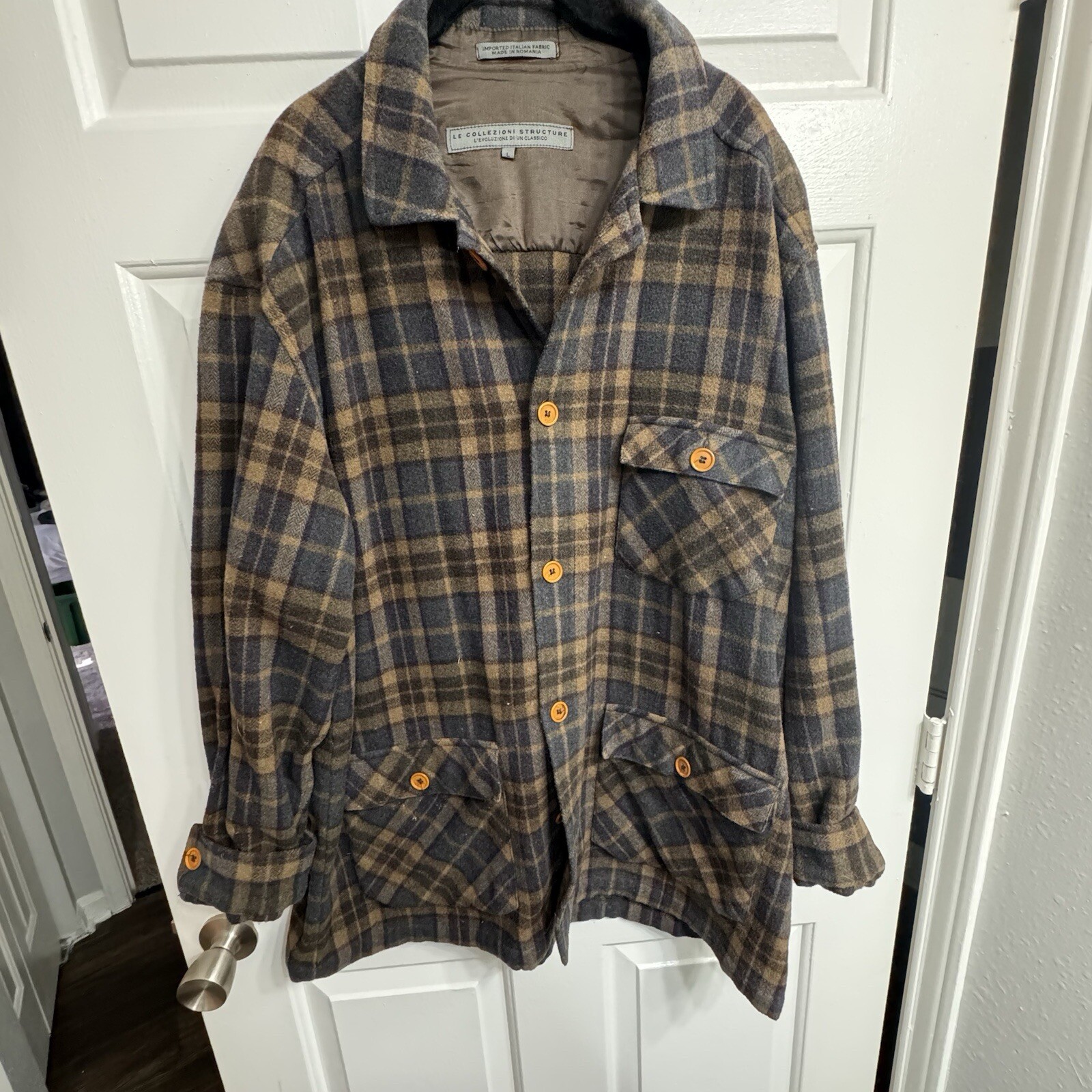 Le Collezioni Structure VTG 90s Brown Long Sleeve Fla… - Gem