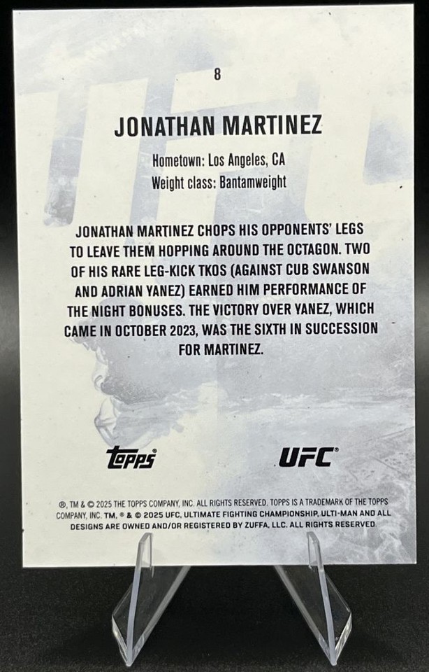 2025 Topps Knockout UFC Jonathan Martinez #8 RC | eBay