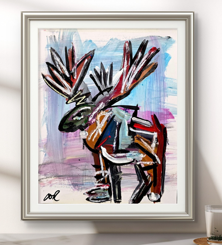 Corbellic Red Moose 14x11 Original Abstract Contemporary Gallery PAPER ...