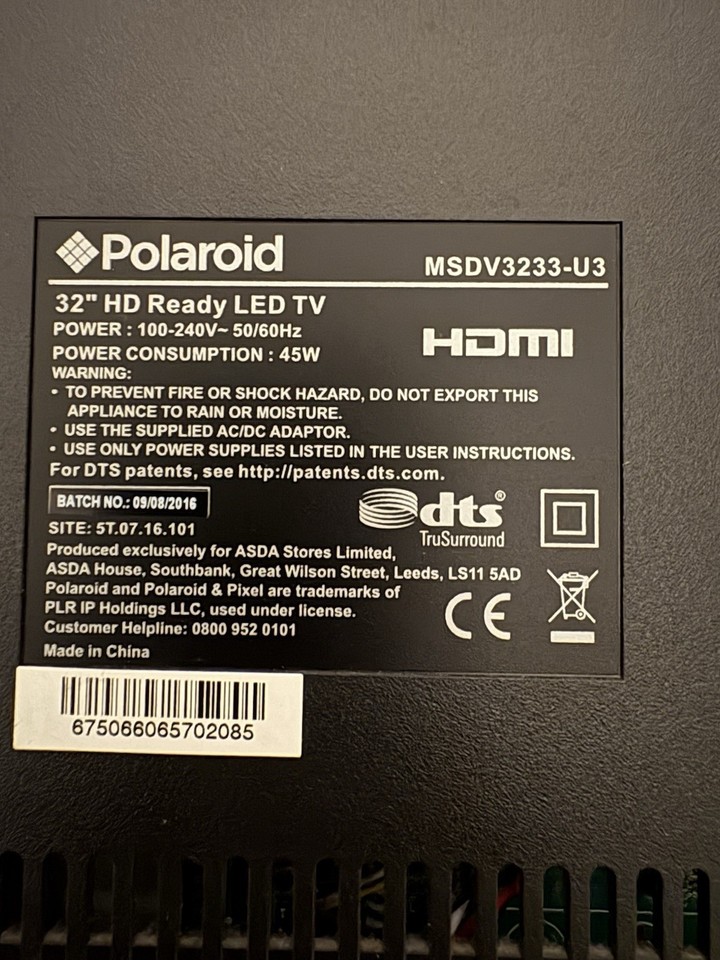 Polaroid 32" TV LED HD Ready Built-in Freeview HD Stand & Remote | eBay UK
