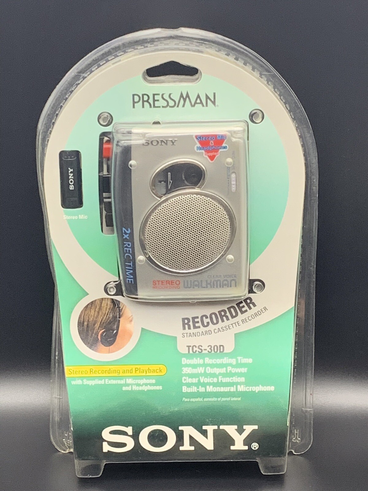 Sony Pressman TCS-30D Handheld Cassette Voice Recorder for sale online ...