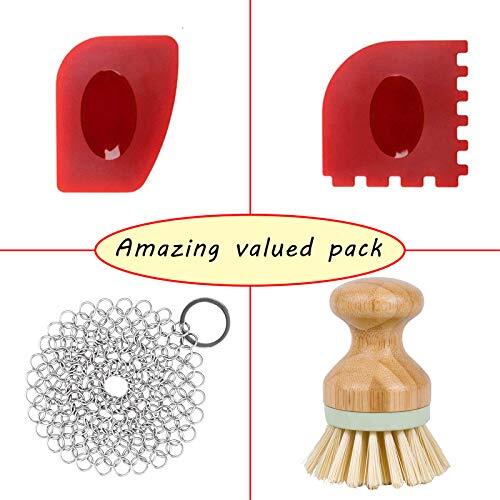 Cast Iron Cleaning Brush + Pan Grill Scraper + Stainless Steel ...
