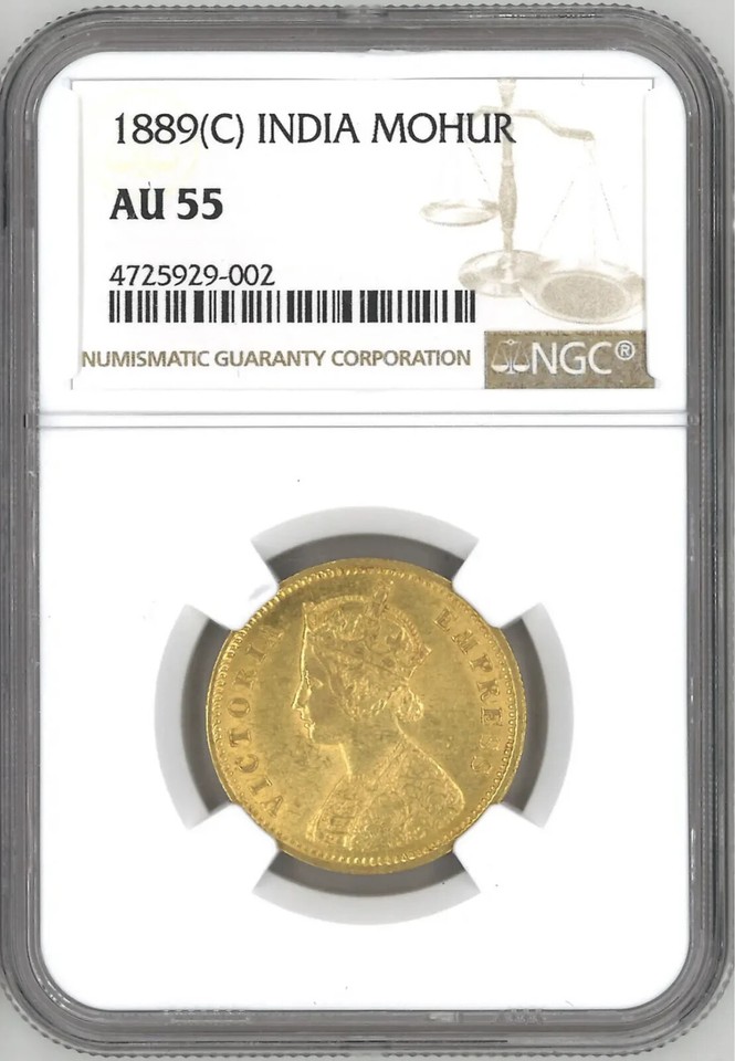 British India Victoria Gothic Mohar Gold Coin 1889 (c) KM496 NGC(AU55 ...