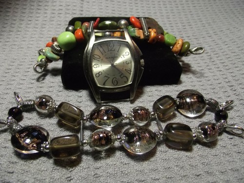 Narmi Woman's Watch with 2 Beaded Bands **Brown, Multi** B124-N008 ZC ...