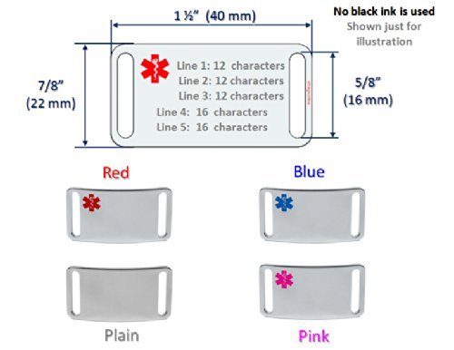 Red Medical Alert ID Tag sold without band. Free engraving & medical ...