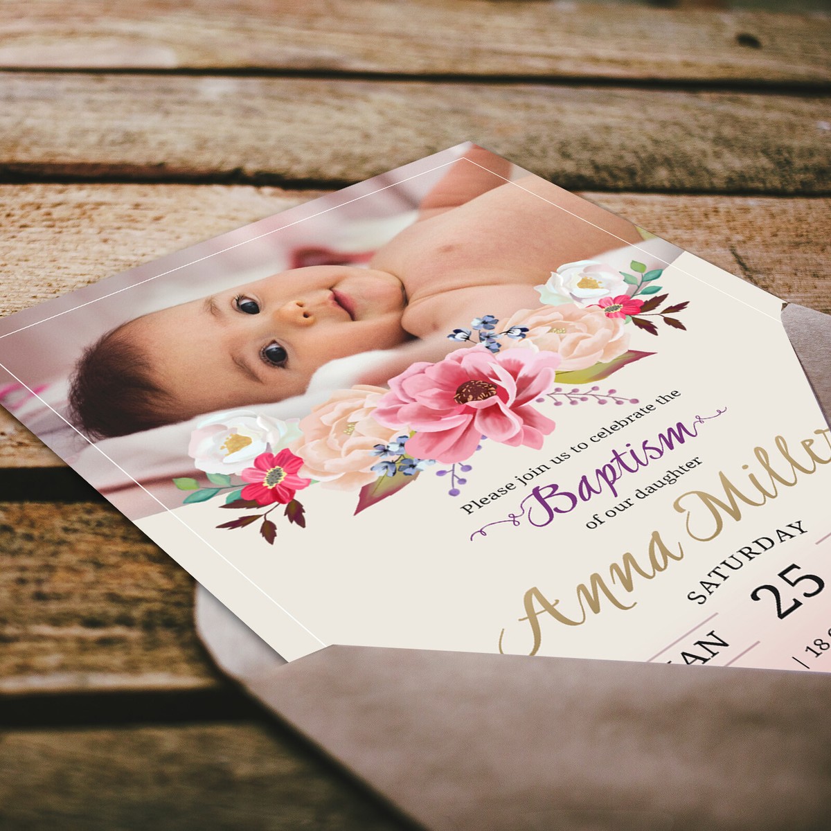 Print Baptism Invitations 10 Personalised Christening Baptism PHOTO
