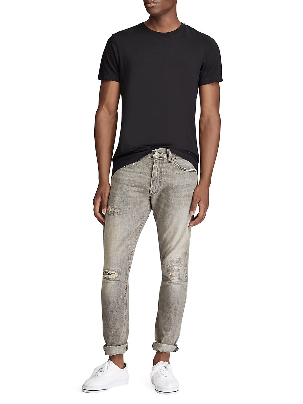 Polo Ralph Lauren Vintage Distressed Repaired Stitched Faded Gray Slim ...