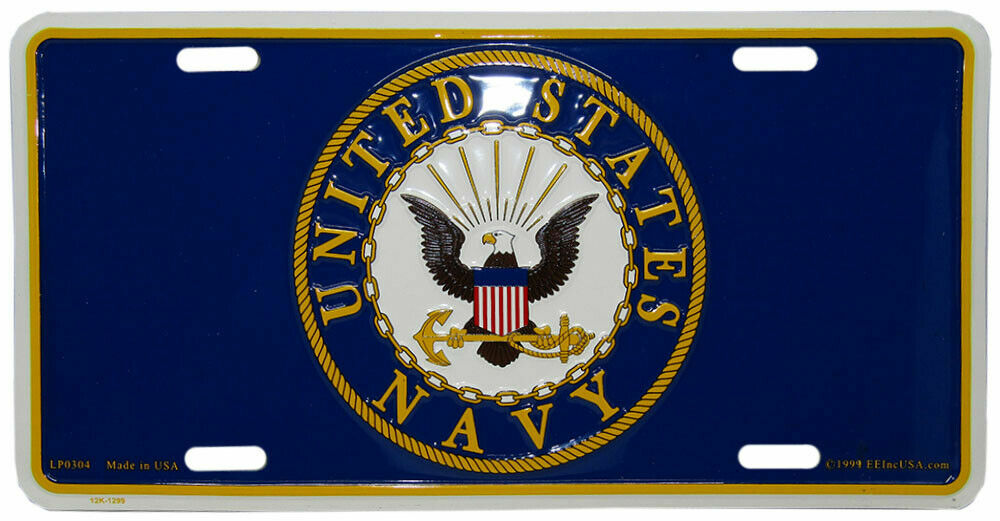 United States Navy Crest Emblem Seal Blue 6"x12" Aluminum License Plate ...