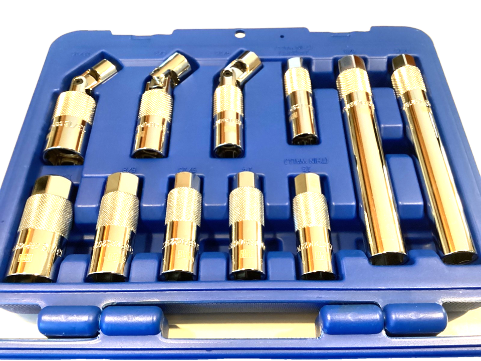 Cornwell NEW 11 Piece Magnetic Spark Plug Socket Set Snap Latch Case ...
