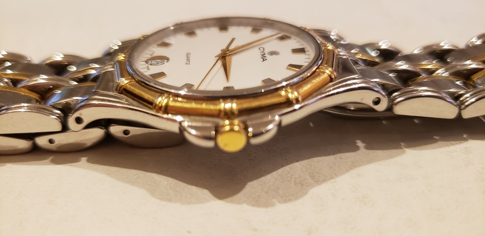 Cyma Stainless Steel 18K Yellow Gold Watch with Appraisal | eBay