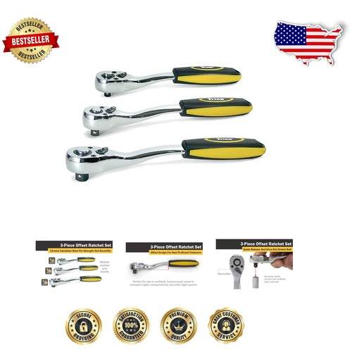 Compact 3-Piece Offset Ratchet Set with Chrome Vanadium Steel ...