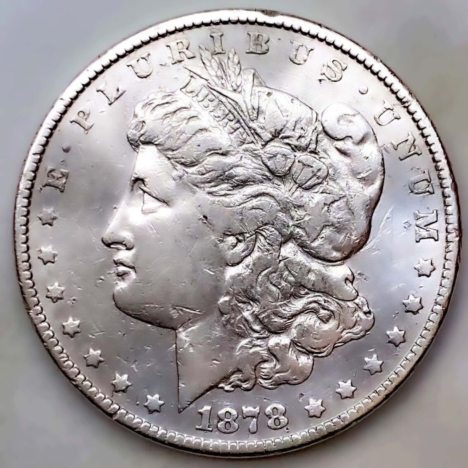 1878-P AU FIRST YEAR MORGAN SILVER DOLLAR 90% SILVER $1 US COIN -NICE ...