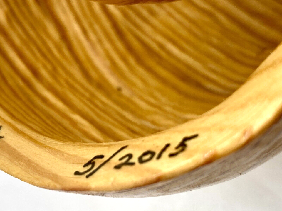 Signed "D Parent" Scroll Saw Carved Wood Seashell Nautilus Shell Dish ...