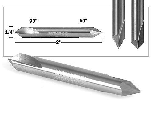 YONICO Solid Carbide V Groove Router Bit 60 & 90 Degree 1/4-Inch Shank ...