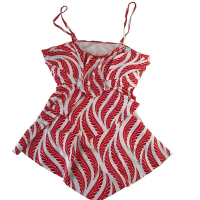 Women's Swimsuit Tank Size Women's Large. White Red Leaf Print Tankini ...