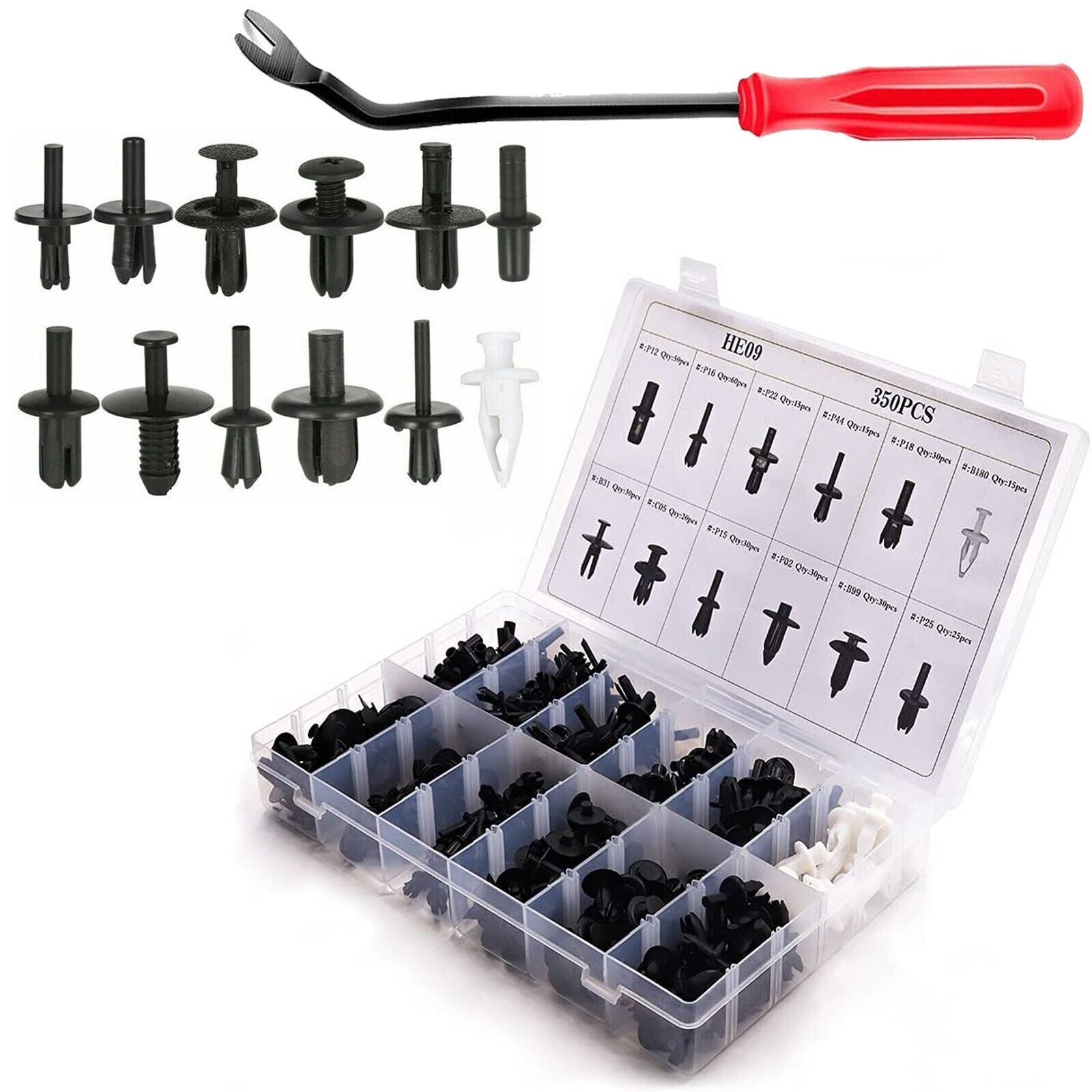 350Pcs Car Body Plastic Push Pin Rivet Fasteners Trim Moulding Clip ...