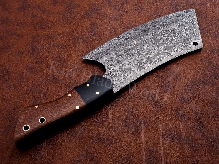 CUSTOM HANDMADE DAMASCUS CLEAVER KNIFE, GIFT CHEF CHOPPER BUTCHER ...
