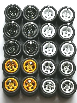 HOT WHEELS REAL RIDERS WHEELS RUBBER TIRES 5 SPOKE 10MM 10 SETS MIX ...