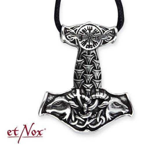 Real EtNox Thor's Hammer Viking Compass Ram's Head Pendant 925 Silver ...