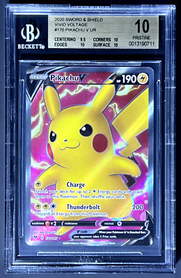 BGS PRISTINE 10 2020 Pokemon Swsh Vivid Voltage Full Art/Pikachu V #170 ...