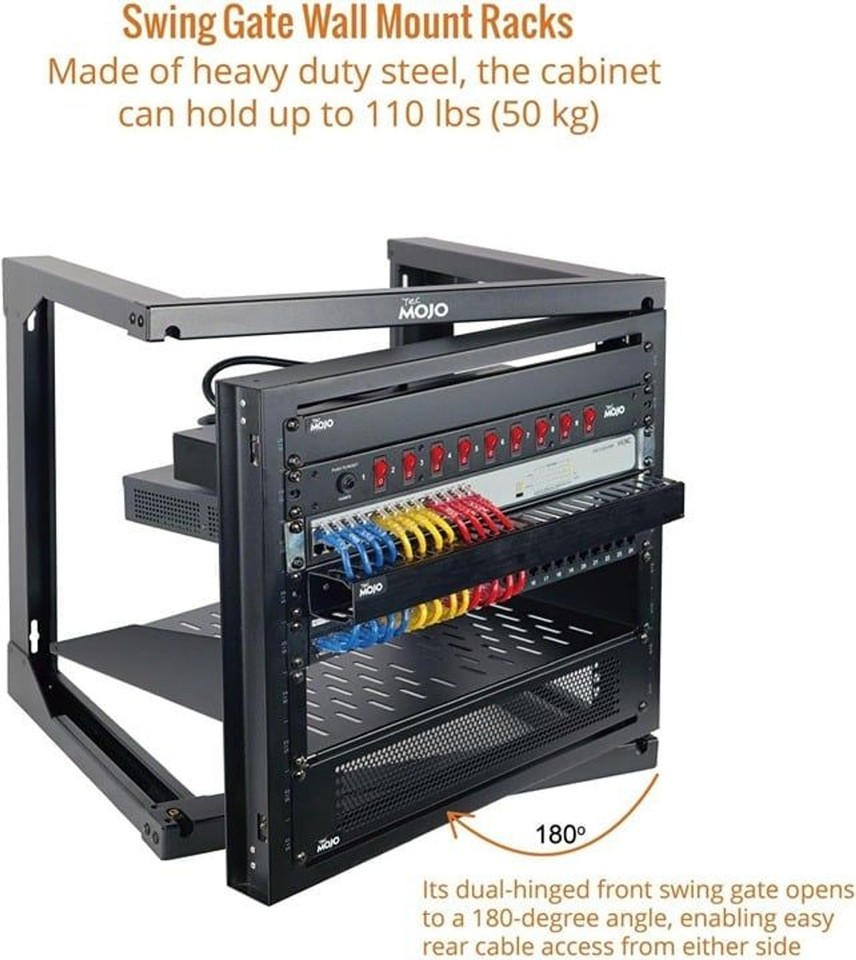9U Rack Wall Mount with Swing Gate Rack for 19in Computer Data Media ...