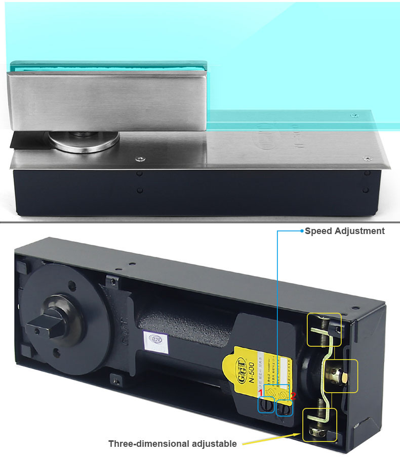GMT N-500 Two-way Open Floor Spring Glass Hinge Closer For Door Weight ...