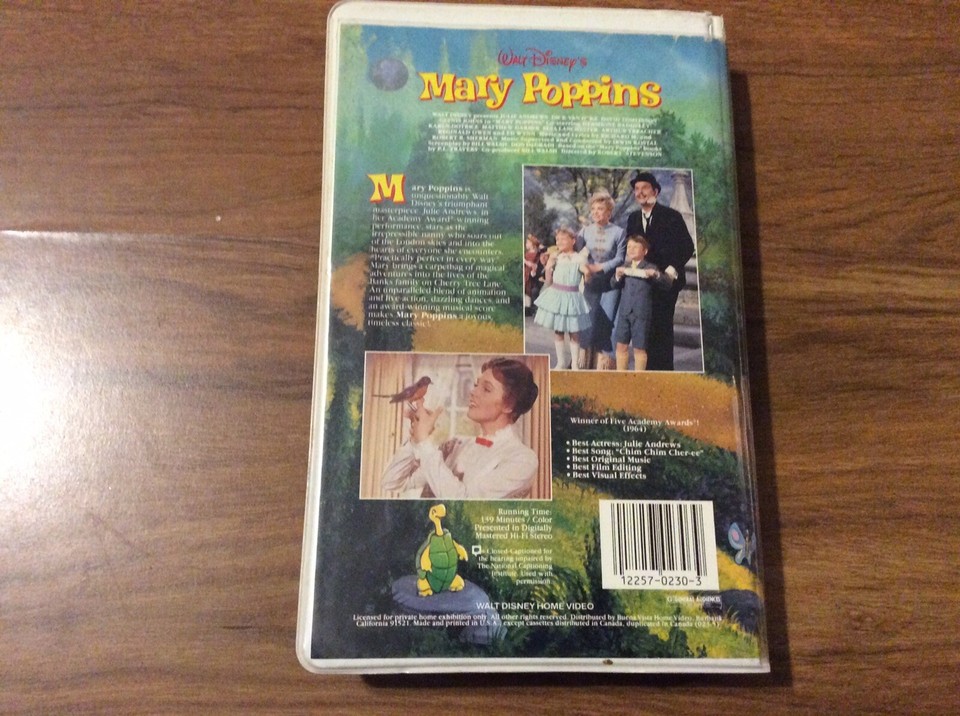 A Walt Disney Masterpiece Collection Mary Poppins, (VHS) Movie Rare ...