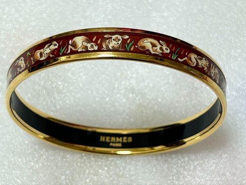 Hermes Bangle Bracelet Red Enamel Rabbit No Box | eBay
