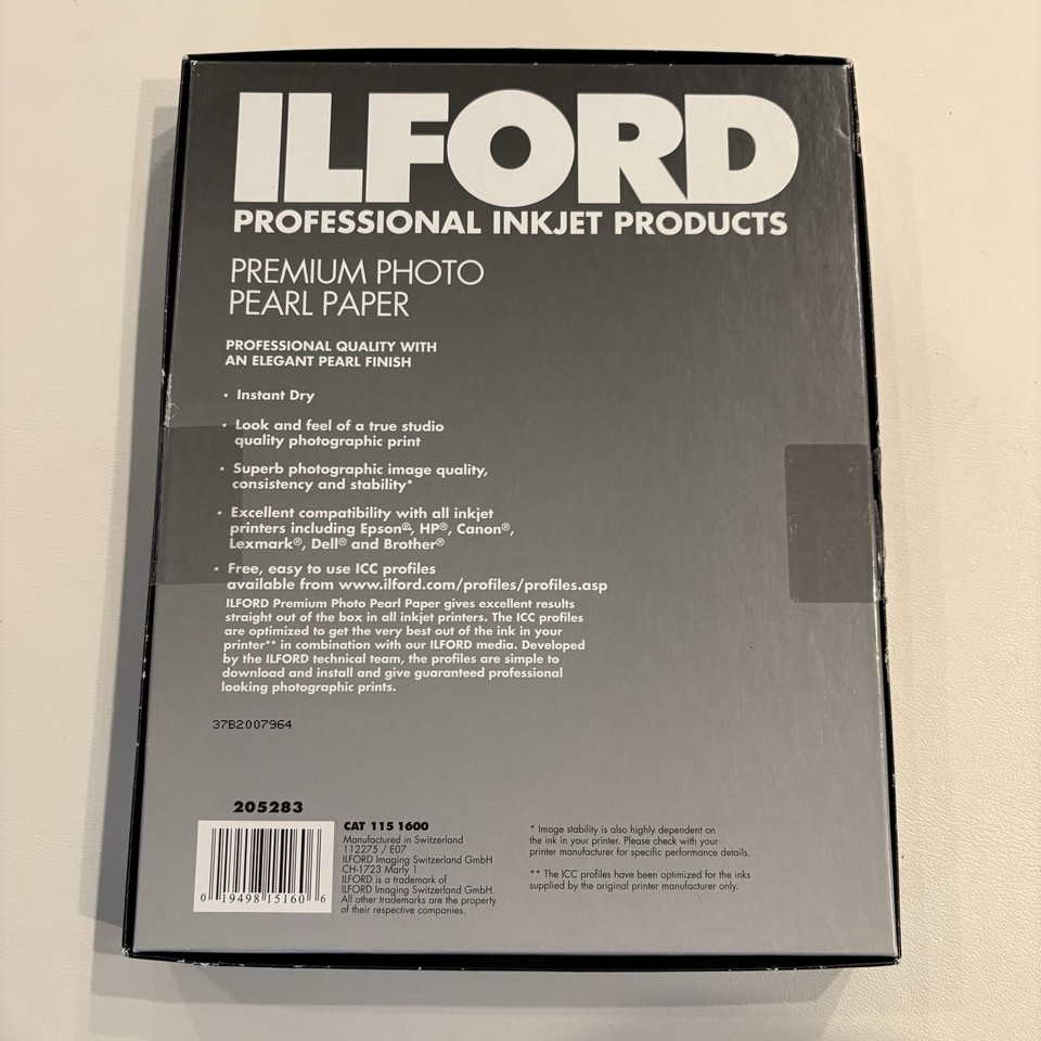 ILFORD Premium Photo Pearl Paper 8.5x11" Inkjet 100-sheet Open Box ...