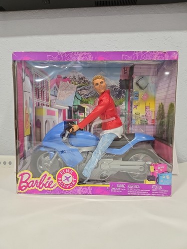RARE NRFB Barbie Pink Passport Ken Doll with Motorcycle | eBay