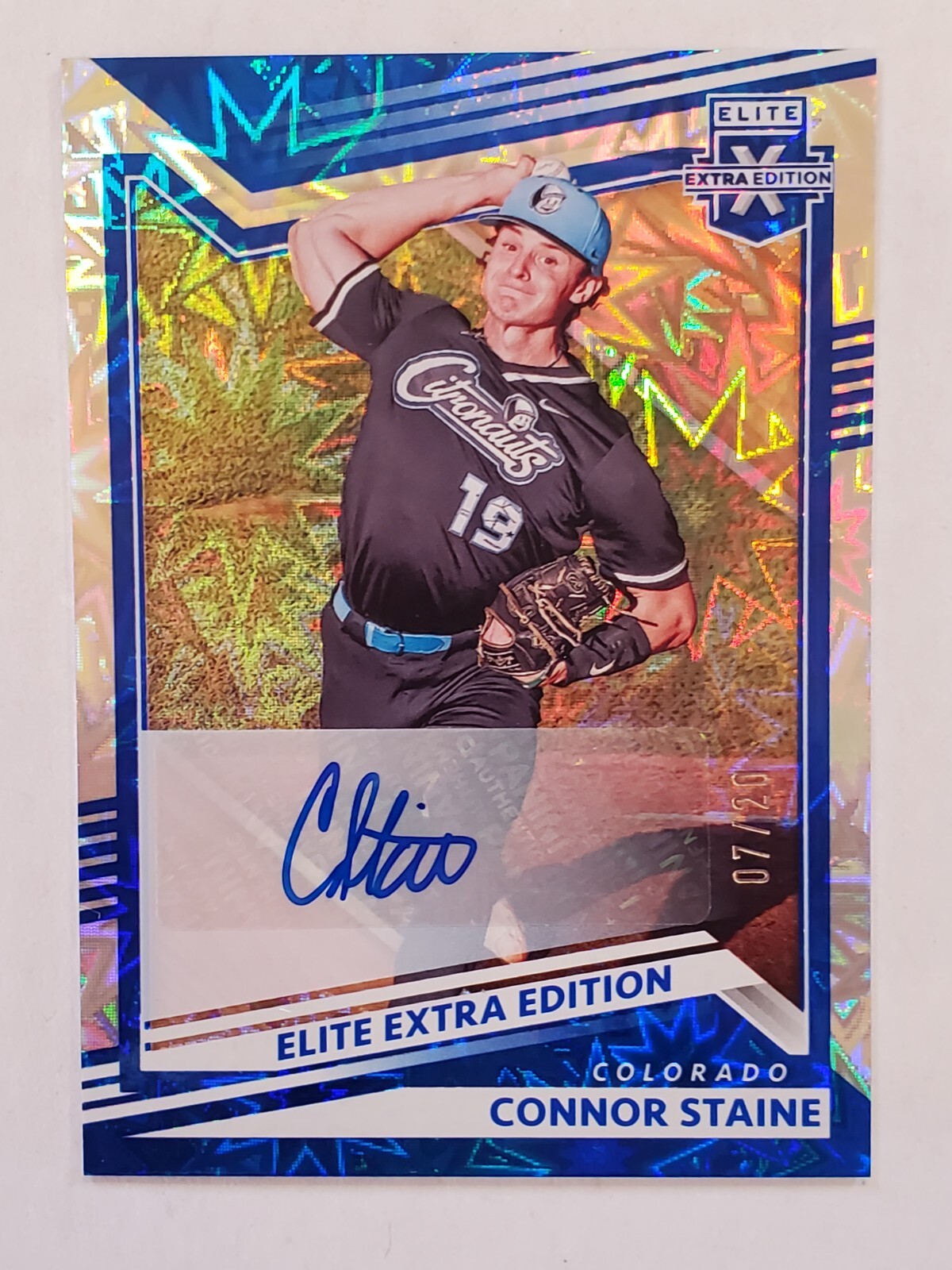CONNOR STAINE 2022 Elite Extra Edition FOTL BLUE AUTO #'d 7/20 Rockies ...
