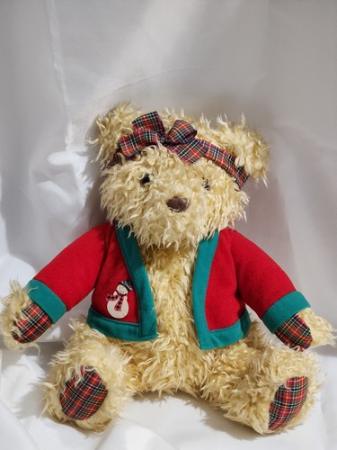 Vintage Hallmark Teddy Bear Merrily Bear Plush Stuffed 10" Plaid ...
