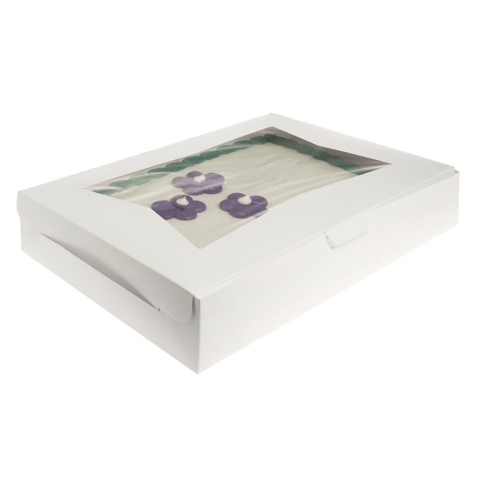 Half Size Sheet Cake Box with Window One-Piece White - 19"L x 14"W x 4 ...