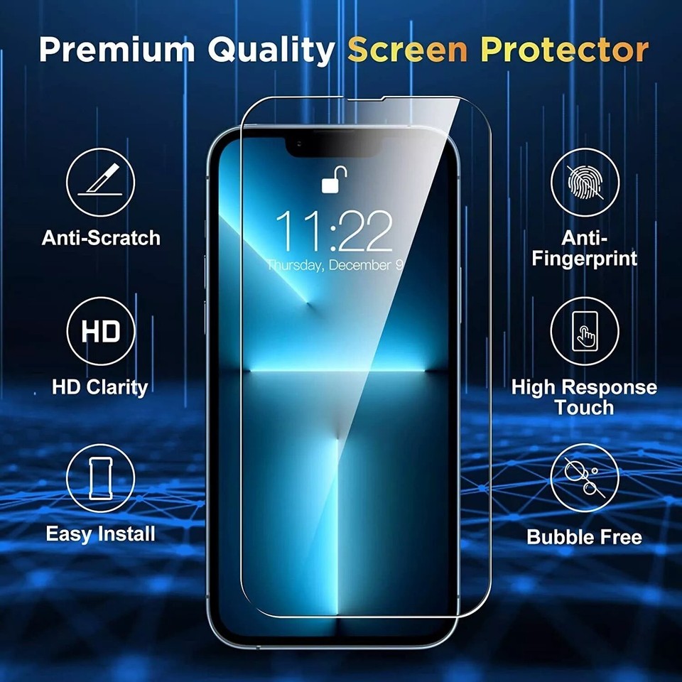 For iPhone 16 15 14 13 12 11 Pro Max X XS XR Clear Case Glass Screen ...